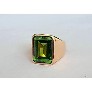 Natural Greenish Peridot Gemstone 925 Sterling Silver Gold Plated Ring/Anguthi For Men And Women's BY JEWELLERYHUB (5.00 Carat)
