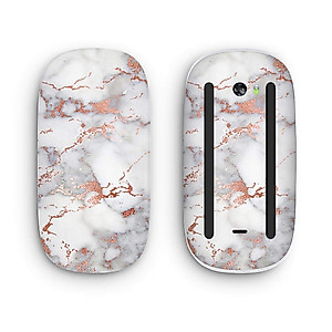 Design Skinz Rose Pink Marble & Digital Gold Frosted Foil V9 Vinyl Decal Compatible with The Apple Magic Mouse 2 (Wireless, Rechargable) with Multi-Touch Surface