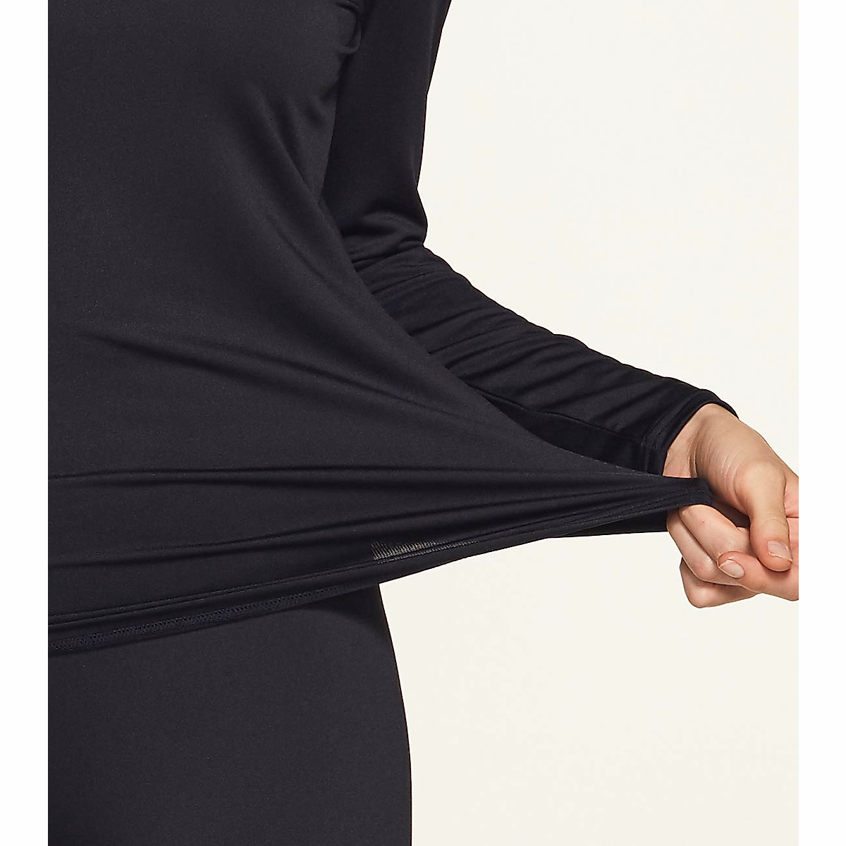 ATHLIO Women's Winter Thermal Underwear Long Johns Set, Top & Bottom for Cold Weather, Warm Base Layer, Comfort Fit Set Jet Black, Large