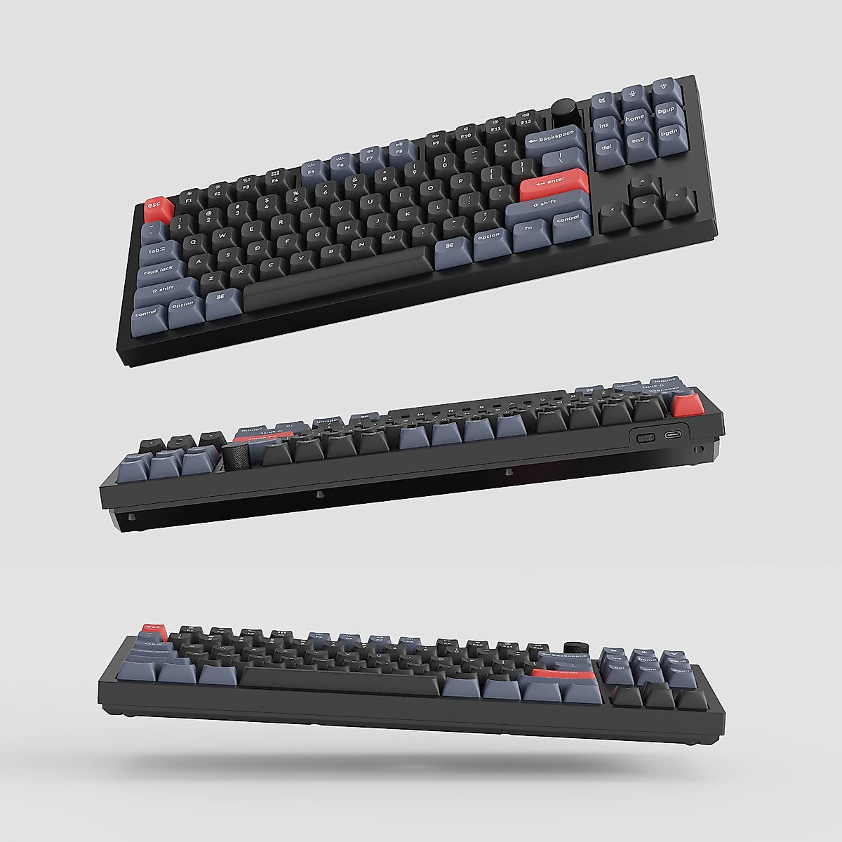 Keychron Q3 Wired Custom Mechanical Keyboard Knob Version, TKL QMK/VIA Programmable Macro with Hot-swappable Gateron G Pro Brown Switch Double Gasket Compatible with Mac Windows Linux (Black)