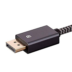 Monoprice DisplayPort 1.4 EasyPlug Nylon Braided Cable - 12 Feet - Gray | Up to 32.4 Gbps, 8K@60Hz, DPCP, HDCP, 3D Video, HBR3, DSC 1.2