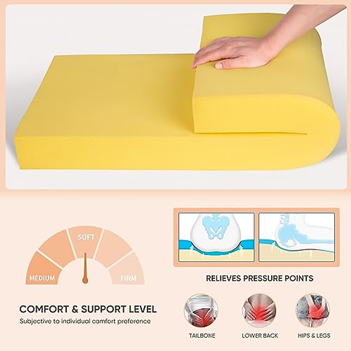 Millsilo Custom Bench Cushions for Outdoor Indoor, Personalized Furniture Bench Chair Cushion, Custom Window Seat Cushions, Sofa Couch Cushion, Optional Fabric, Piping and Non-Slip Bottom and Straps