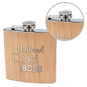 Spruchreif | Engraved Stainless Steel Flask | Wooden Flask | Alcohol Flask | Father's Day Gift | Best Dad | Funny Gift Dad | Husband Dad Boss
