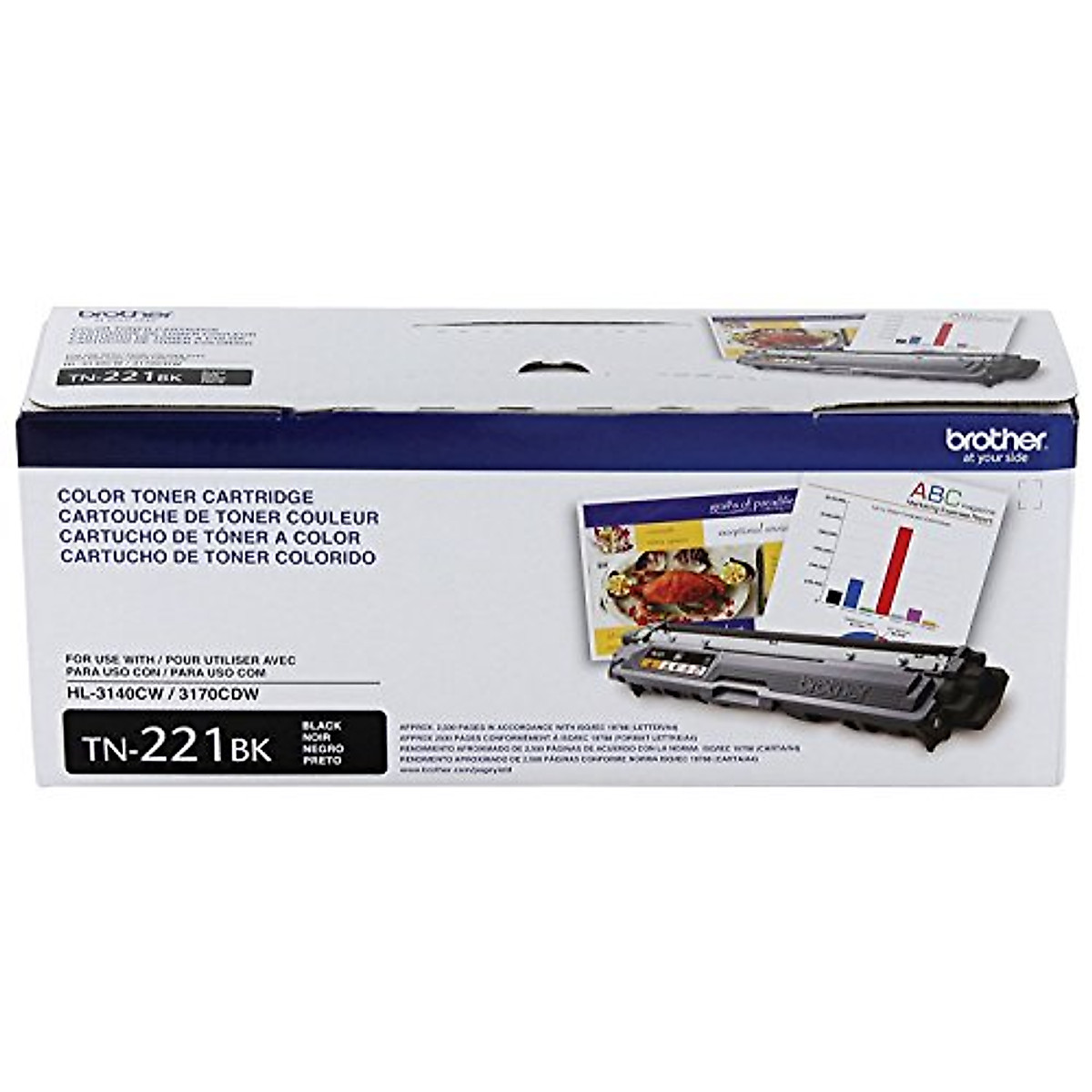 Brother TN221BK Standard Yield Black and TN225C, TN225M, TN225Y High Yield Cyan, Magenta and Yellow Toner Cartridge Set