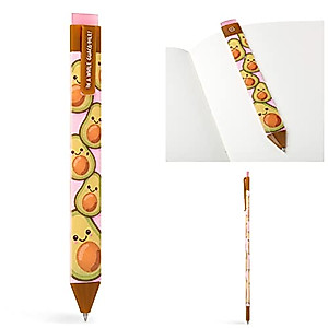 New Pen Bookmark with Refills | Erasable Ballpoint Gel Pen and Bookmark 3-in-1 | Ink Novelty Pen with Eraser | Page Marker | Book Marker | Page Holder Clip | Gift for Reader and Writer (Avocado)