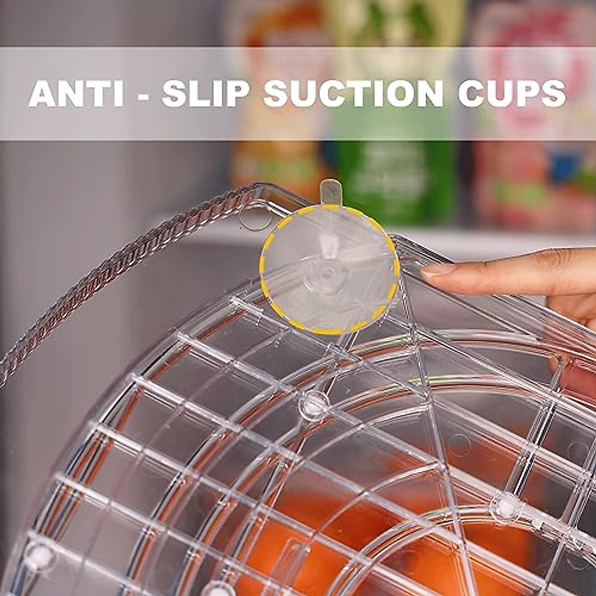 Yatmung Long Square Lazy Susan Turntable for Refrigerator - 16.5 Inch Clear Rectangular Lazy Susan Storage - Cabinet, Countertop, Pantry, Kitchen - Large Fridge Lazy Susan Organizer Rectangle