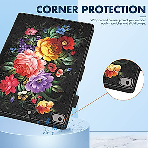 Dteck Case for iPad Mini (5th/4th Generation), iPad Mini 3/2/1 Case 7.9" - Flip Leather Smart Case with [Auto Sleep Wake/Adjustable Viewing-Stand Angle] Shockproof Protective Cover (Flowers Black)