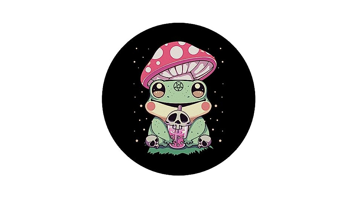Pastel Goth Frog PopSockets – Unique Boba Tea and Mushroom Design