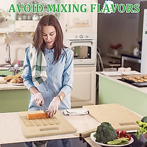 Bamboo Cutting Board Set of 12 Wood Chopping Boards with Handle Thick Cutting Board Kitchen and Dining Bulk Plain Bamboo Cutting Board for Engraving Gift Cooking Decor (Regular)