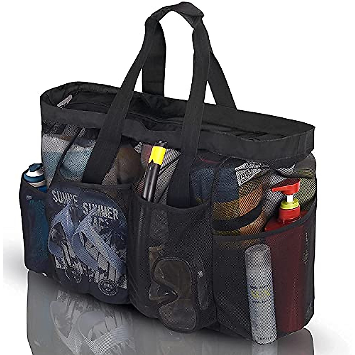 GOTDYA XL Mesh Beach Bags and Totes,Extra Large Beach Bag with Zipper and Pockets,Oversized Big Beach Duffle Bag for Towels Beach Toys,Ideal for Your Family Beach/Pool Trip
