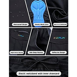 EZRUN Men's 3D Padded Mountain Bike Shorts Lightweight MTB Cycling Shorts (A-Black,L)