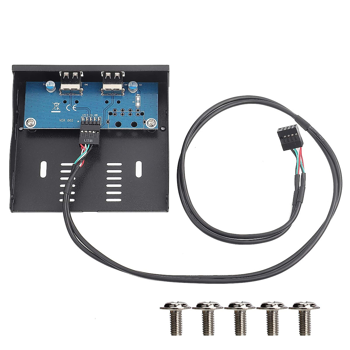 Socobeta USB 2.0 Front Panel Floppy Disk Bay Multi-Functional USB 2.0 Front Panel 3.5 Inch Floppy Bay 9 Pin to 2 Interface USB 2.0 HUB