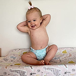 Babygoal Changing Pad Covers 100% Organic Cotton-Unisex Diaper Change Table Sheets for Baby Girls and Boys-Fits Changing Pads and Cradle Mattress 32"x16"x6" 2CNTW21-B