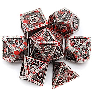 HEIMDALLR Metal DND Dice Set 7 pcs - Dragonhide Design, 16mm Size, Logo on D20; Metal Dice Set & Dice Box; D&D Dice Set D&D (Dungeons and Dragons Dice Set) - Jormungandr Series (Stonetail)