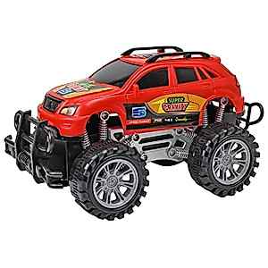 Kidplokio Monster Trucks Red ATV Off Road Friction Toys Trailer Pull Back Cars