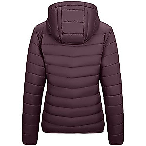 Outdoor Ventures Women's Packable Lightweight Full-Zip Puffer Jacket with Hood Quilted Winter Coat