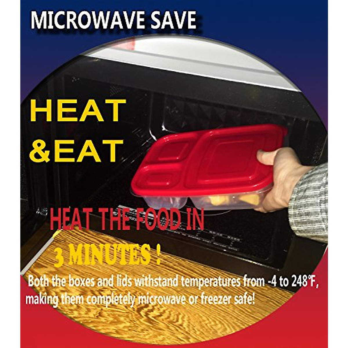 Meal Prep Containers 7-16 Pack Bento Lunch Boxes - 3 Compartment Food Storage Container with Lids (Colorful, 7-3)