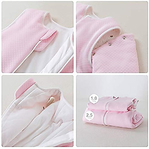 Chuchu Puff Baby Sleeping Bag, Autumn and Winter, Detachable Long Sleeves 2.5 Tog Inverted Zipper Warm Wearable Blanket Super Soft Breathable Cotton Baby Sleep Bag fit Infants and Toddler, 6-18 Months