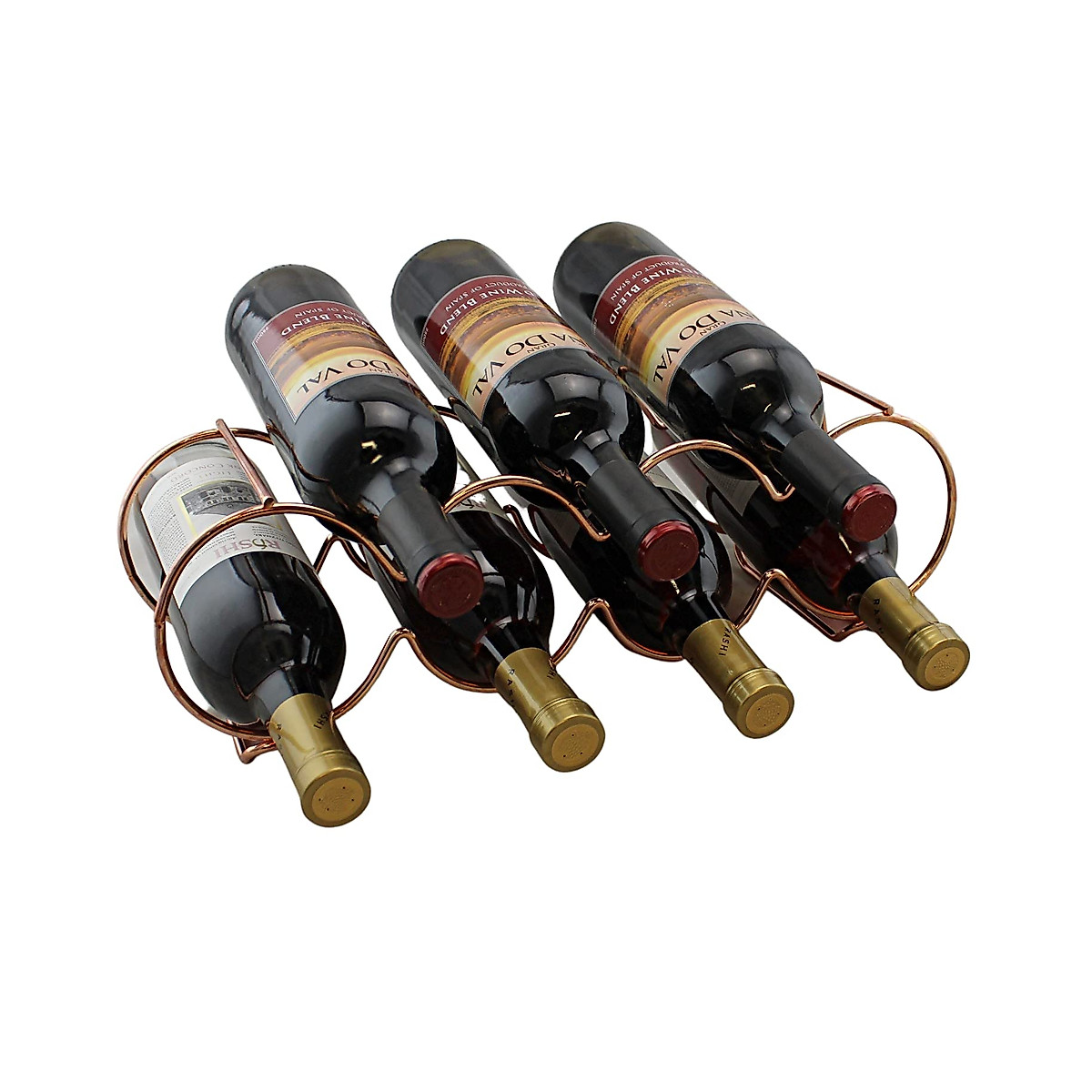 Rose Gold Stackable Table Top Wine Rack Bottle Holder Each Holds 4 Bottles - Keeps Bottles of Wine Horizontal to Prevent Oxidation