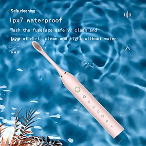 Electric Toothbrush with 4 Brush Heads, 6 Cleaning Modes, Smart Timer, IPX7 Waterproof Gentle and Effective Clean Teeth, Rechargeable Sonic Toothbrush for Adults
