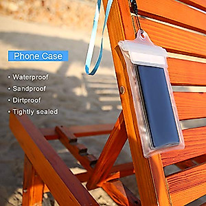 Crenova Waterproof Pouch 2 Pack Beach Accessories Waterproof Bag Fanny Pack 2 Waist Strap Adjustable Extra-Long Belt for Outdoor Water Sports