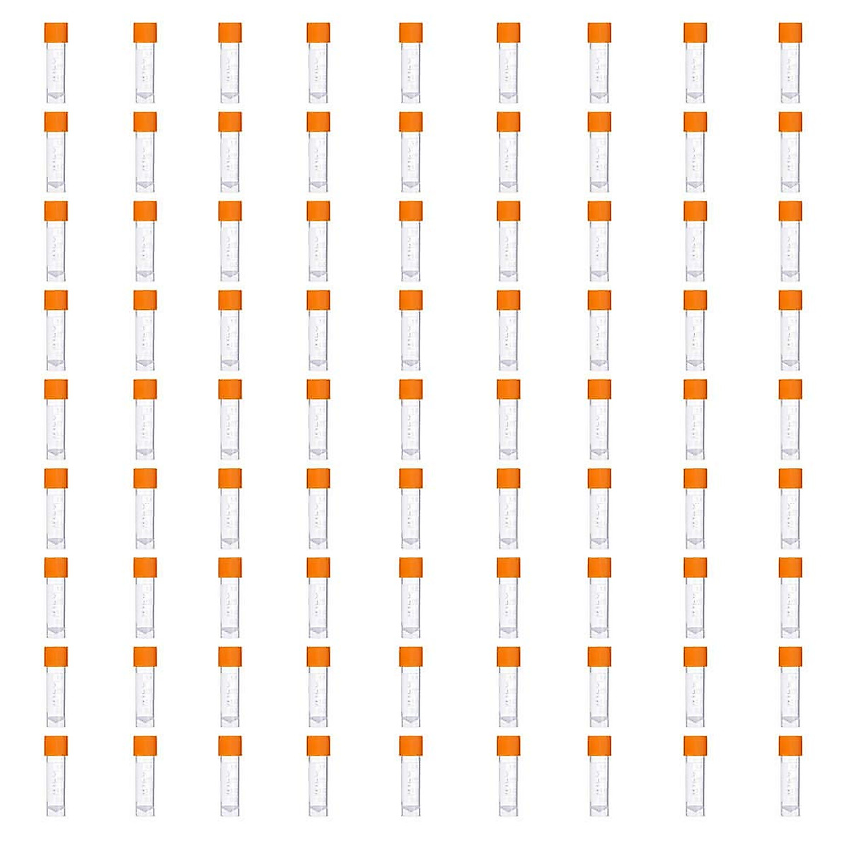 81PCS Cryo Tubes 2ml, Plastic Small vials with Screw caps Sample Tubes,PP Material ，with Silica Gel Gasket，Free from DNase, RNase, Human DNA