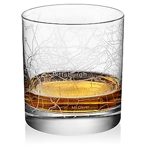 Rocks Whiskey Old Fashioned 11oz Glass Urban City Map Pittsburgh Pennsylvania