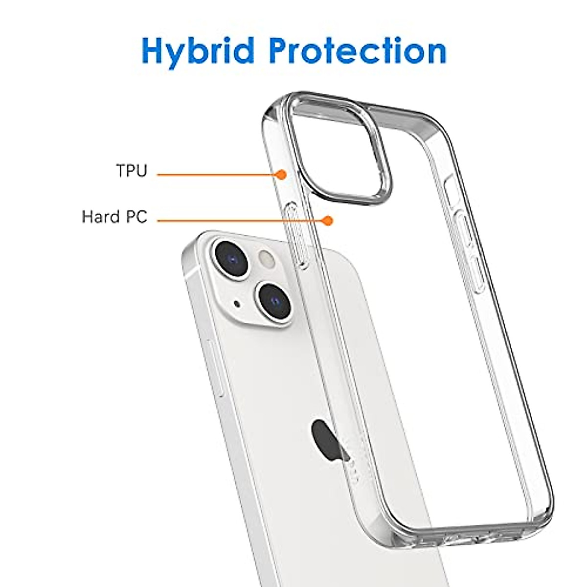 JETech Case for iPhone 13 Mini 5.4-Inch, Non-Yellowing Shockproof Phone Bumper Cover, Anti-Scratch Clear Back (Clear)