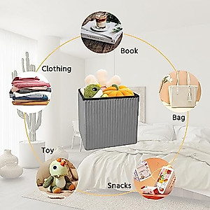 Babion Velvet Storage Ottoman Cube, Folding Tufted Ottoman with Storage Square, Small Foot Rest Ottoman with Foam Padded Seat, Light Grey 12 Inches