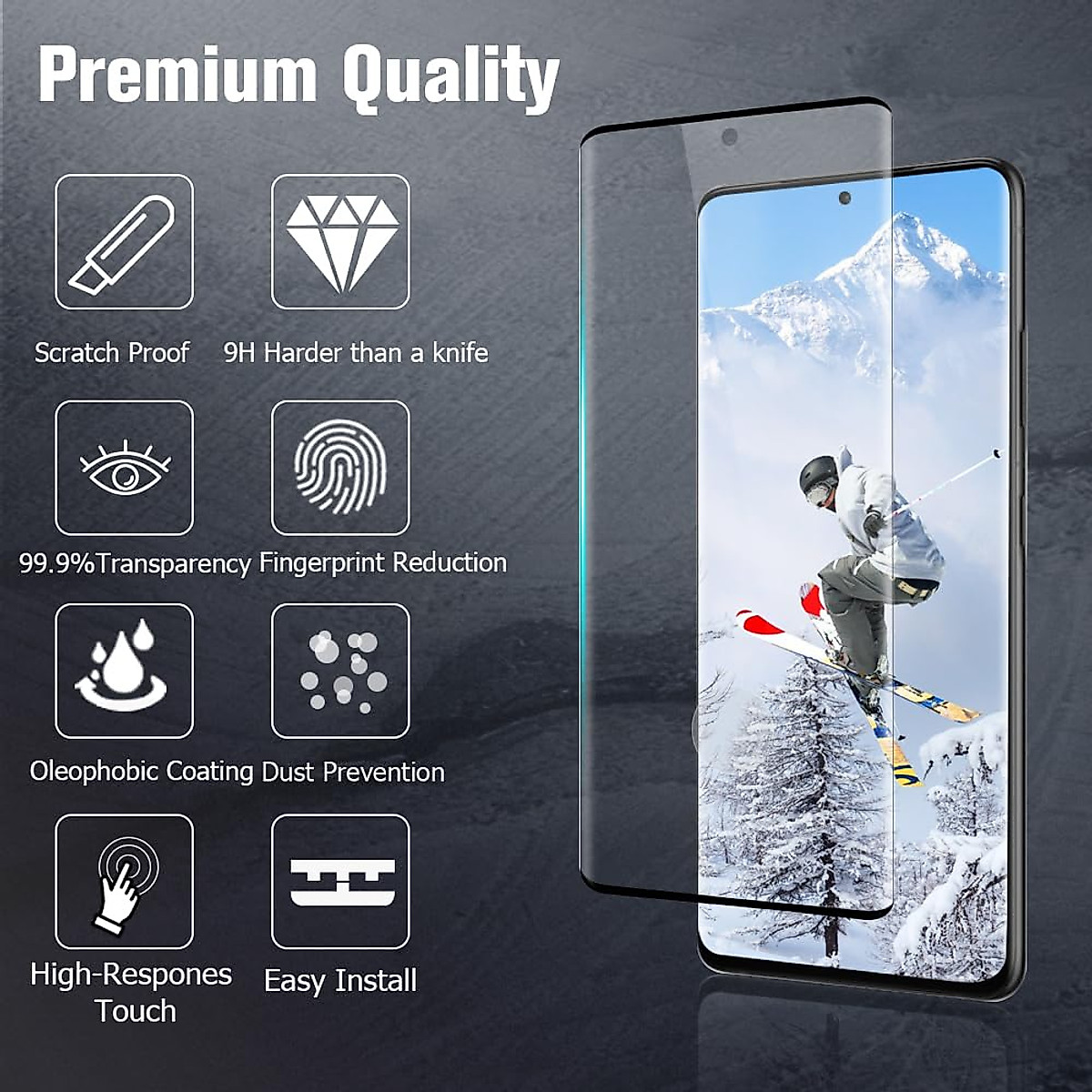 [2+2 Pack] Galaxy S21 Ultra Tempered Glass Screen Protector, Ultrasonic Fingerprint Support, 9H Hardness Scratch Resistant, 3D HD Curved, Bubble-Free, for Samsung Galaxy S21 Ultra Screen Protector(6.8