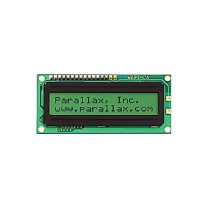 Parallax 27977 LCD Display, 16 x 2 Character, Serial Backlit ASCII Dec 32-127