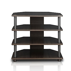 Furinno Turn-N-Tube Easy Assembly 4-Tier Petite Entertainment Center / TV Stand / TV Unit / TV Desk, Espresso/Grey