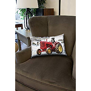 Toland Home Garden Tractor Dog 12 x 19 Inch Indoor, Pillow, Case (2-Pack)