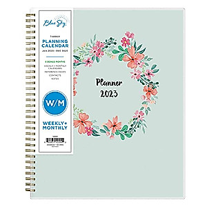 Blue Sky 2023 Weekly and Monthly Planner, January - December, 8.5" x 11", Frosted Cover, Wirebound, Laurel (142094)