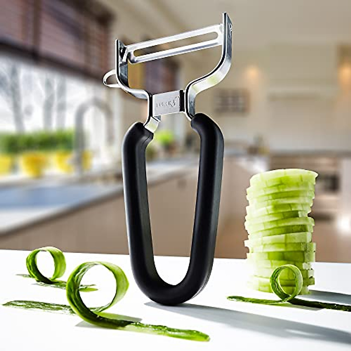 LURCH Germany Universal Ultra Sharp Stainless Steel Vegetable Y Peeler for Potatoes, All Fruits & Veggies | Non-Slip Comfortable Handle | 5.1 x 2.3 Inches / 13 cm x 6 cm - Black