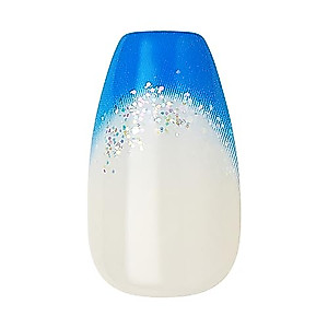 KISS imPRESS Press-On Manicure Fake Nails, Medium Coffin, Mesmerize, Blue, Comfortable, Super Hold Adhesive, No Glue/Polish, Chip Proof, No Dry Time, Smudge Proof, Waterproof | 30 Count