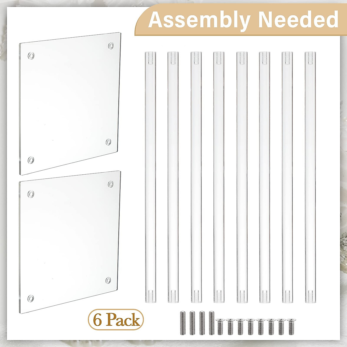 6 Pcs Flower Stand for Wedding Centerpieces for Tables Tall Vase Stand Wedding Flower Stands with Plates for Wedding Party Home Table Decor (7.9 x 7.9 x 31.5 Inch, Acrylic)