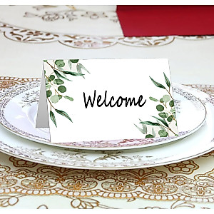 Place Cards 3.5 x 4 Inch Tented Blank Table Cards Greenery Place Cards for Wedding or Party Name Cards for Table Setting Reserved Seating Dinner Place Cards Seating Place Cards for Tables,100 Pcs