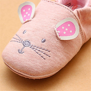 COSANKIM Infant Baby Boys Girls Slipper Soft Sole Non Skid Sneaker Moccasins Toddler First Walker Cirb House Shoes, 9-12 Months Infant, 01 pink cat