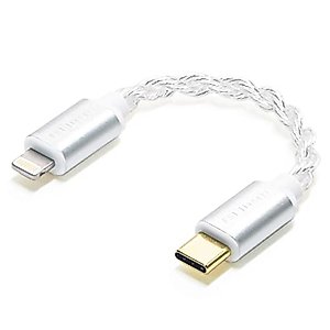 FSIjiangyi iOS to Type C/USB C Balanced Headphone Amplifier OFC Silver 8-Strand 19-Pin Adapter Cable for FiiO BTR5 Q1 Q3 Q3s 5K xDuoo Link2 XD-05PLUS E1DA 9038G3 9038S 9038D iPhone