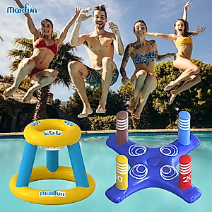 Max Fun Pool Floats Toys Games Set - Floating Basketball Hoop Inflatable Cross Ring Toss Game Toys for Kids Adults Swimming Pool Water Game