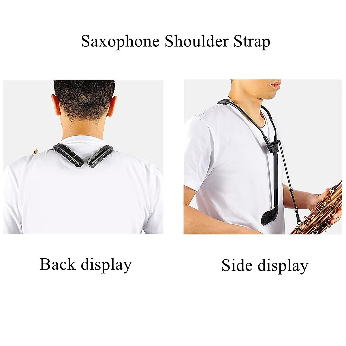 Generic Saxophone Shoulder Harness Aluminum Metal Sax Holder Comfortable Sax Neck Strap Hook for Saxophone for Horn Tenor Baritone Alto Sax Soprano Clarinet