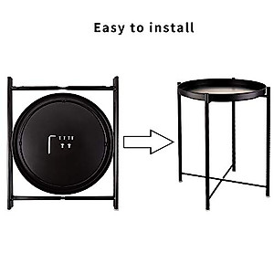 EKNITEY End Table,Folding Metal Side Table Waterproof Small Coffee Table Sofa Side Table with Removable Tray for Living Room Bedroom Balcony and Office