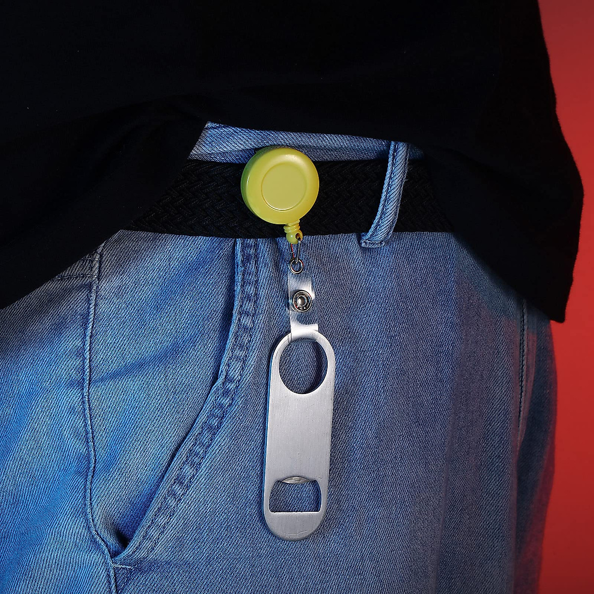 Zonon 16 Pcs Retractable Bottle Opener Flat Beer Opener with Belt Clip for Bartenders Bottle Opener for Waiter Can Wine Bar Restaurant Kitchen Party