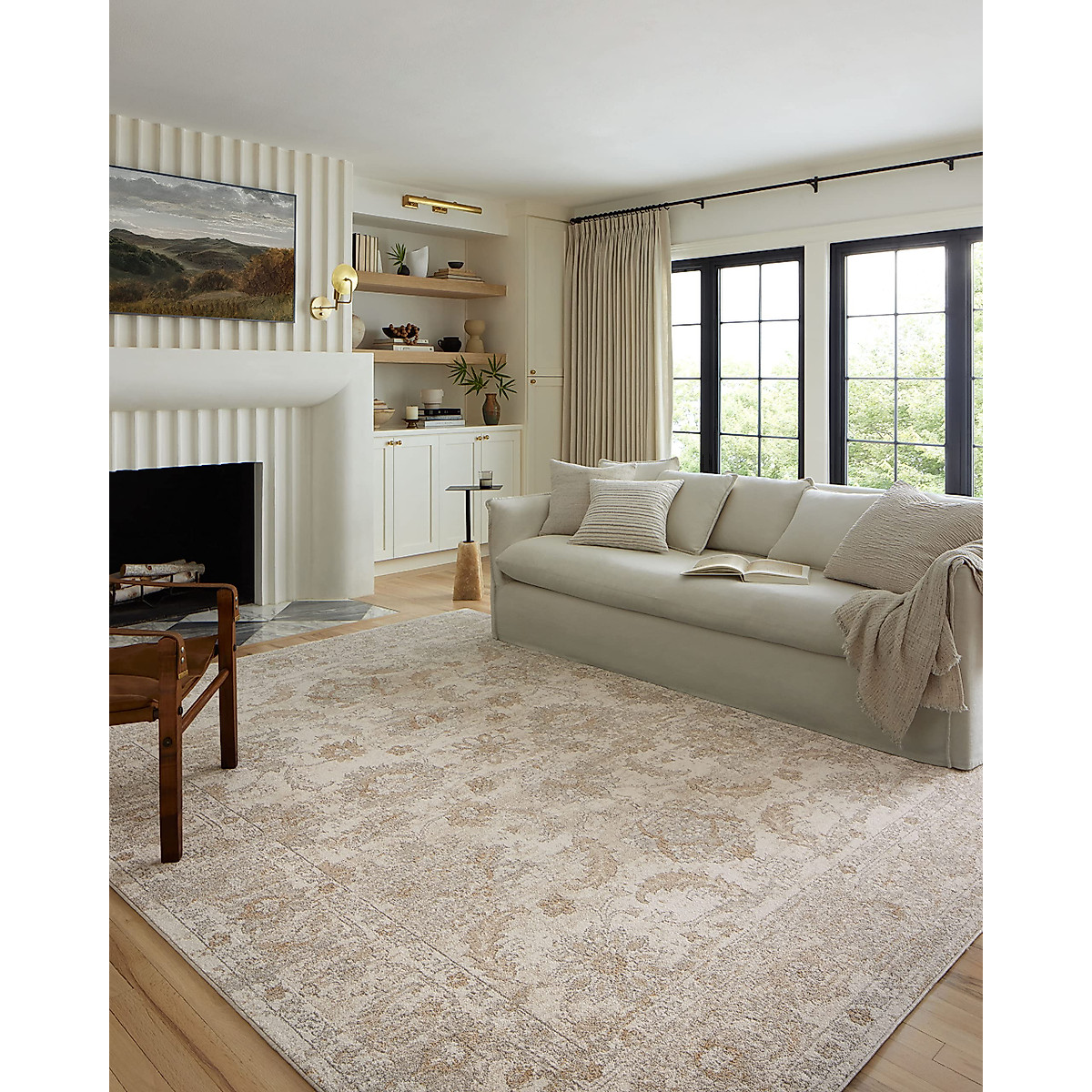 Loloi Odette Collection 6'-7" x 9'-6" Area Rug in Ivory/Beige - Designer Long Runner Rug, Neutral Runner Rug for Hallways & Entryways, High-Traffic Area Rug