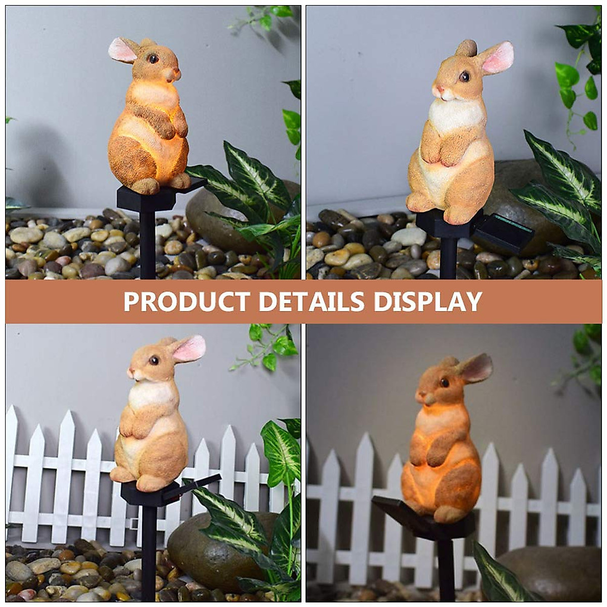 Mobestech Garden Solar Lights Outdoor Bunny Rabbit Garden Stake Yard Art Lawn Sign Outdoor Patio Home Decor for Thanksgiving Xmas Holiday Party