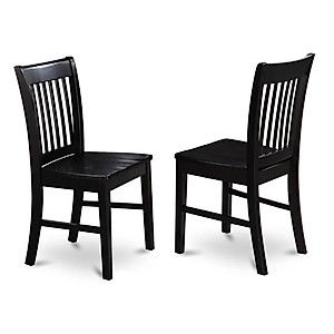Pemberly Row 5-Piece Wood Dining Set with 42 Inch Round Table and Slatted Back Dining Chairs in Black