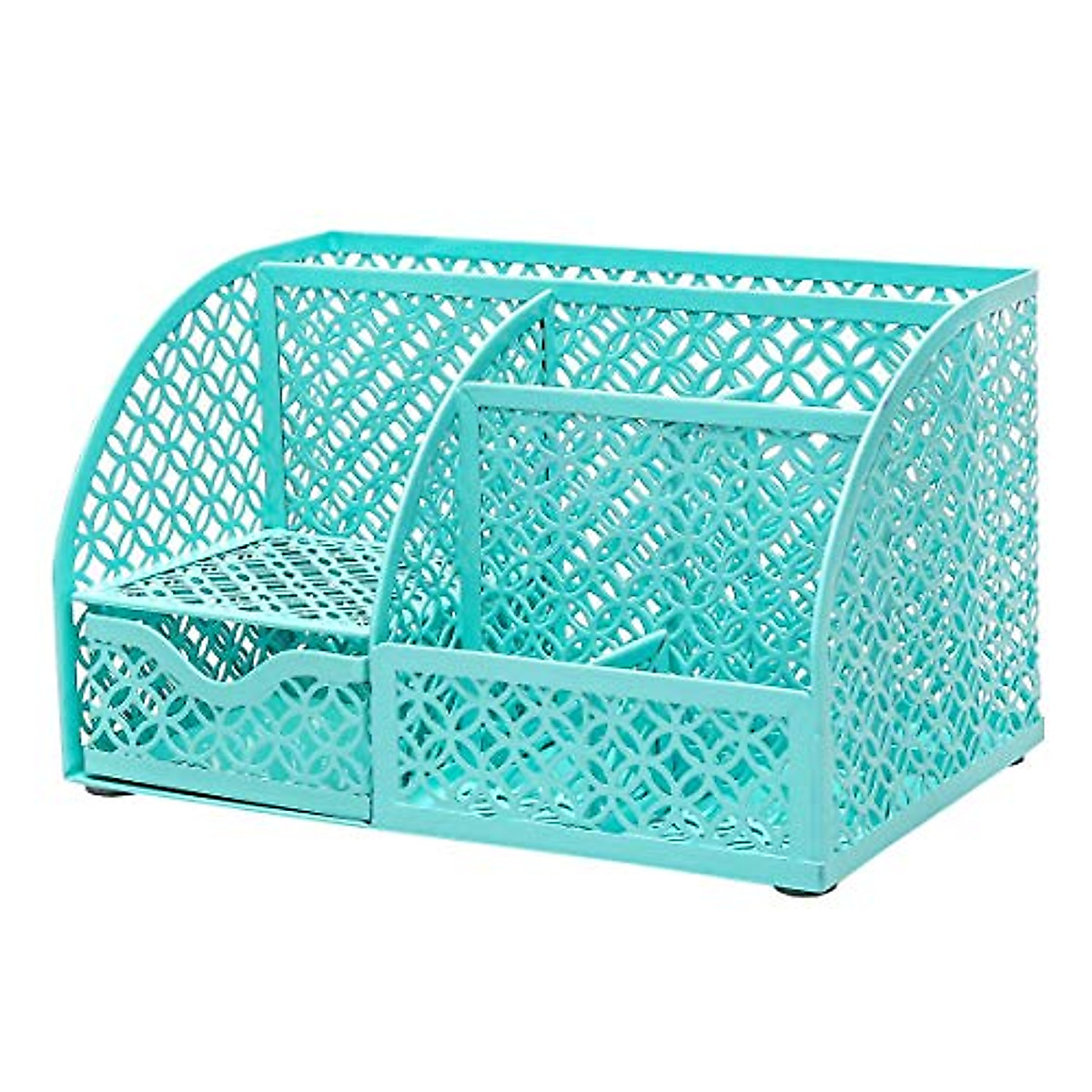 Annova Mesh Desk Organizer Office with 7 Compartments + Drawer/Desk Tidy Candy/Pen Holder/Multifunctional Organizer - Turquoise