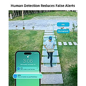 AOSU Security Cameras Wireless Outdoor, 2K HD Home Security System with 166° Ultra-Wide View, 365-Day Battery Life, Night Vision, IP67, No Monthly Fee, Work with Alexa, Google Assistant