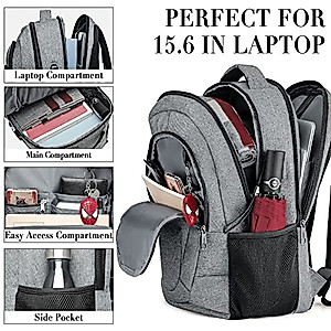 BIKROD Travel Laptop Backpack for Men and Women, Backpacks for School Teen Boys, Business Anti Theft Slim Durable Back Pack with USB Charging Port, Adult Computer Bag Gift 15.6 IN Laptop, Grey